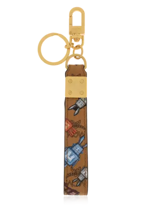 Mcm Keychain With Print - Brown