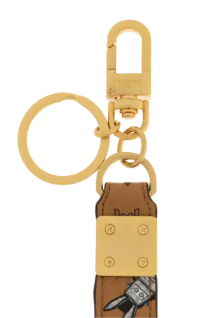Mcm Keychain With Print - Brown
