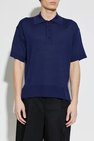 AMI Paris Wool Polo Shirt With An Asymmetric Cut