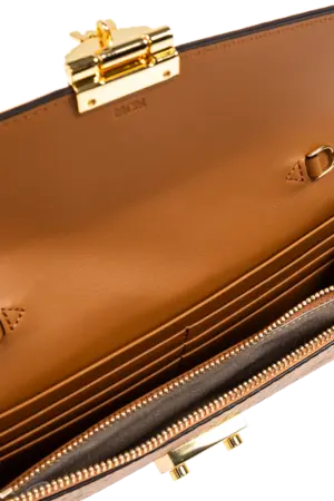 Mcm Tracy Wallet On A Chain - Brown