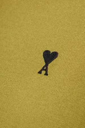 AMI Paris Wool Sweater With Embroidered Logo - Green