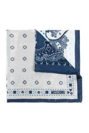 Moschino Silk Pocket Square - Blue