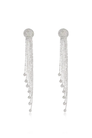 Alessandra Rich Crystal Clip-on Dangle Earrings - Silver