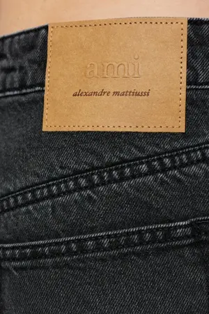 AMI Paris Loose Fit Denim Shorts - Black