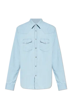 TOM FORD Denim Shirt With Pockets - Light Blue
