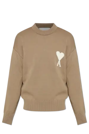 AMI Paris Sweater With Logo - Brown
