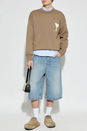 AMI Paris Sweater With Logo - Brown