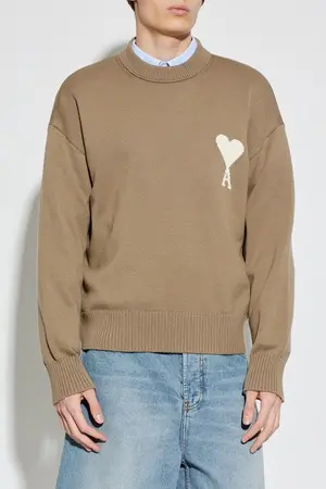 AMI Paris Sweater With Logo - Brown