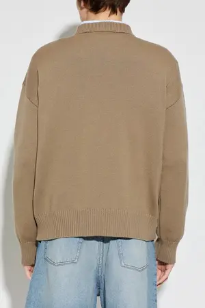 AMI Paris Sweater With Logo - Brown