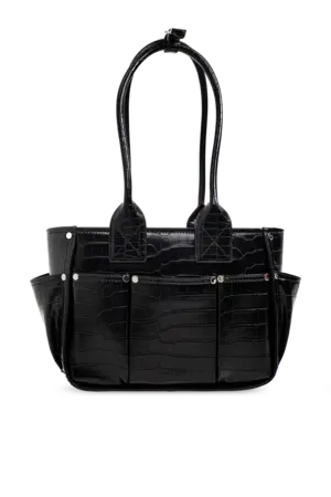 GANNI Croc-embossed Leather Shoulder Bag