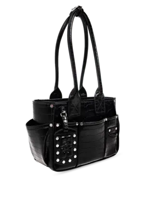 GANNI Croc-embossed Leather Shoulder Bag