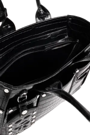 GANNI Croc-embossed Leather Shoulder Bag