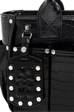 GANNI Croc-embossed Leather Shoulder Bag