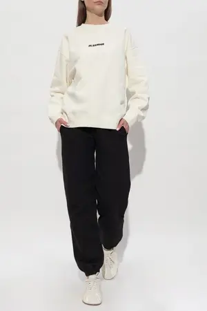 JIL SANDER Logo-printed Relaxed Fit Sweatshirt - Cream