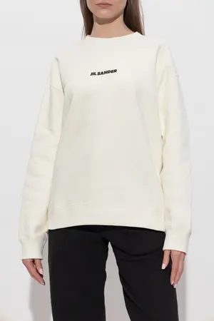 JIL SANDER Logo-printed Relaxed Fit Sweatshirt - Cream