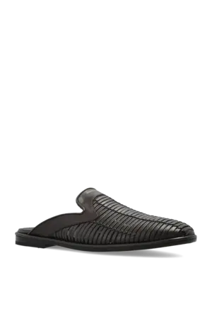 FERRAGAMO Leather Slides - Brown