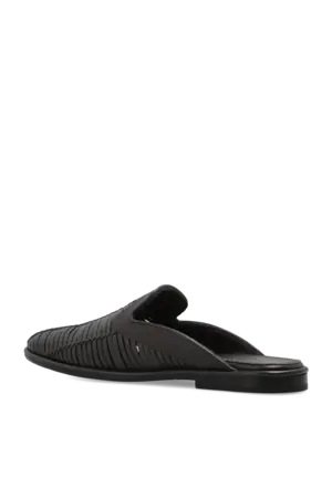 FERRAGAMO Leather Slides - Brown