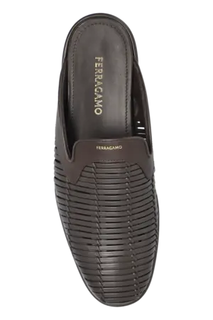 FERRAGAMO Leather Slides - Brown