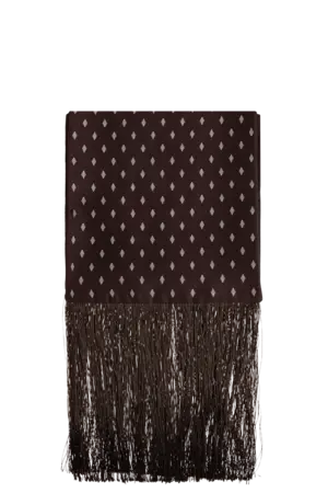 FERRAGAMO Silk Scarf With Fringes - Brown