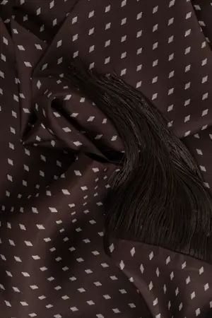 FERRAGAMO Silk Scarf With Fringes - Brown