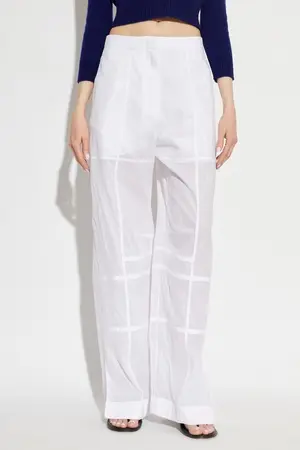 JIL SANDER Cotton Wide Leg Trousers With Slits