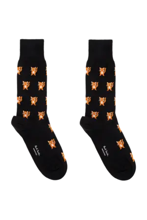 Paul Smith Cotton Socks With Appliqu - Black