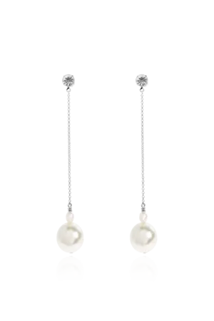FORTE_FORTE Long Pearl Drop Earrings - Silver