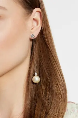FORTE_FORTE Long Pearl Drop Earrings