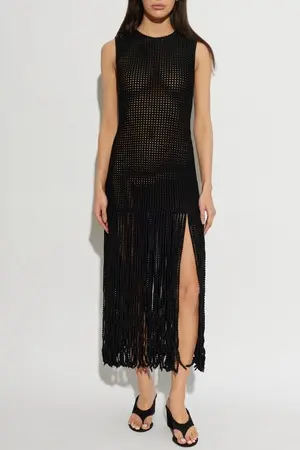 Alaïa Long-fringed Midi Dress - Black