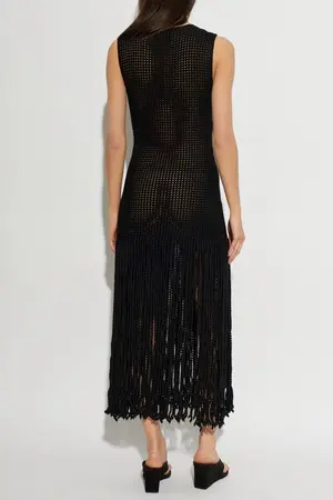 Alaïa Long-fringed Midi Dress - Black