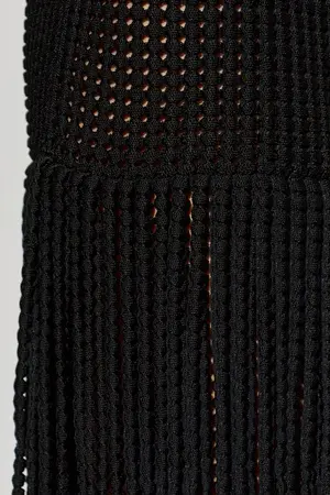 Alaïa Long-fringed Midi Dress - Black