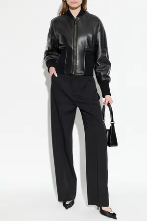Alaïa Leather Bomber Jacket - Black