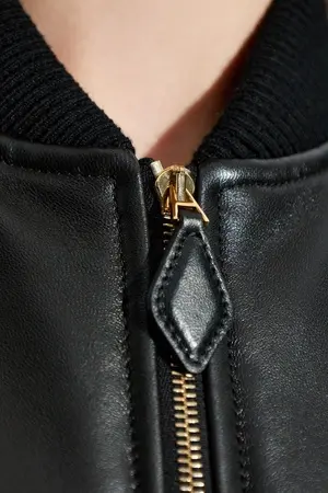 Alaïa Leather Bomber Jacket - Black