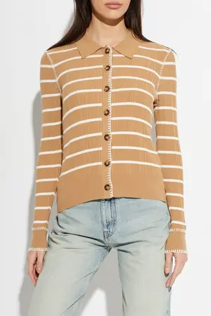 Rag & Bone Fitted Striped Cardigan - Beige