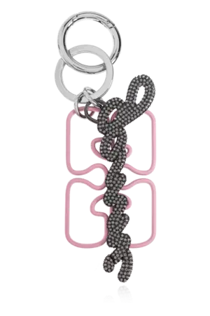 GANNI Keychain With Logo - Silver