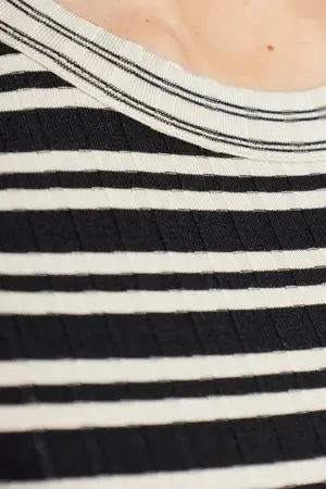Rag & Bone Striped Pattern Top - Black