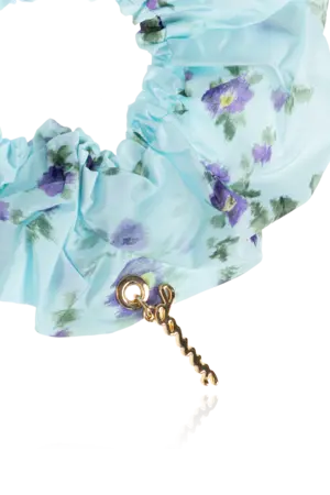 GANNI Floral Motif Hair Scrunchie - Light Blue