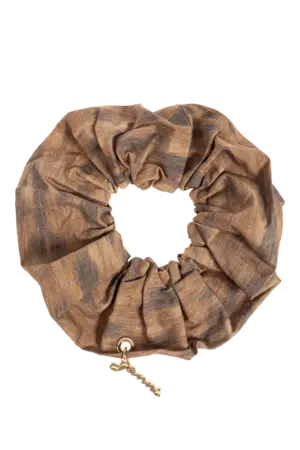 GANNI Logo Hair Scrunchie - Brown
