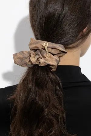 GANNI Logo Hair Scrunchie - Brown