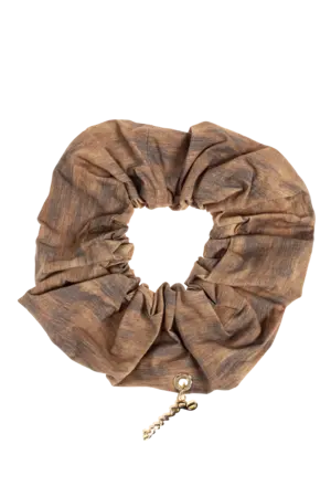GANNI Logo Hair Scrunchie - Brown