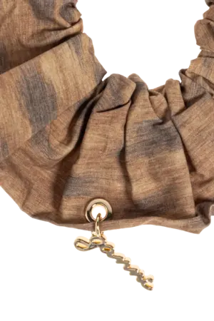GANNI Logo Hair Scrunchie - Brown