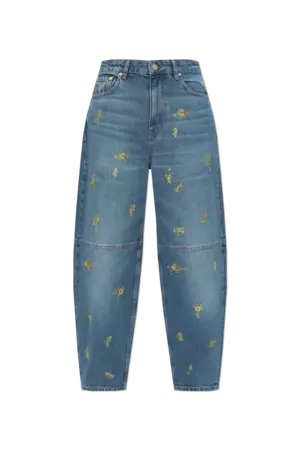GANNI Floral Motif Jeans - Blue