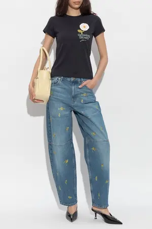 GANNI Floral Motif Jeans - Blue