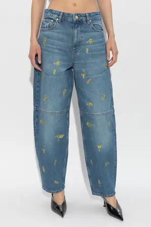 GANNI Floral Motif Jeans - Blue