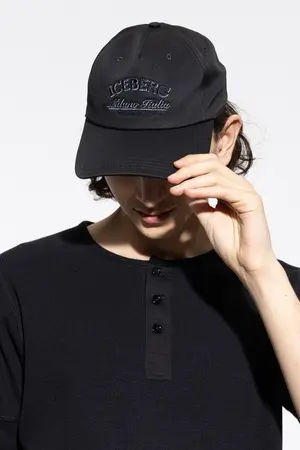 Iceberg Baseball Cap With Embossed Logo - Black