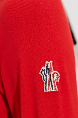 Moncler Fitted Ribbed Knit Sweatshirt - Red
