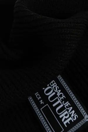 Versace Scarf With Logo Patch - Black