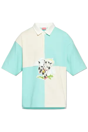Kenzo Polo With A Colorful Patch - Blue