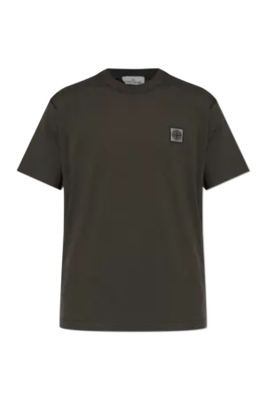 Stone Island T-shirt With Logo Patch - Black