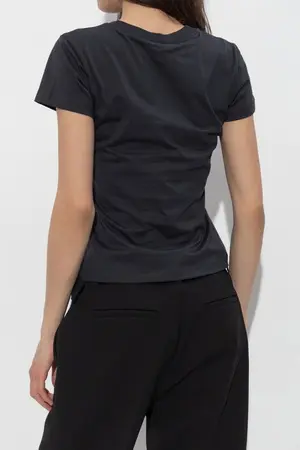 GANNI T-shirt With Embroidered Logo - Black